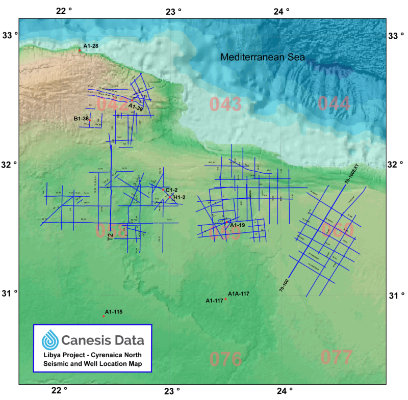 Libya Cyrenaica - Worldwide seismic and well data packages